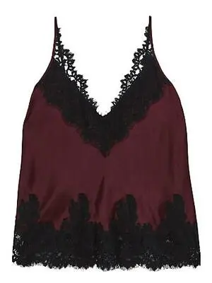 REISS Rowan Lace-embroidered Silk Cami - Burgundy