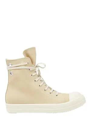 Rick Owens Denim High-top Sneakers - Cream