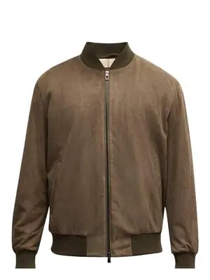 Loro Piana Suede Bomber Jacket - Coal Green