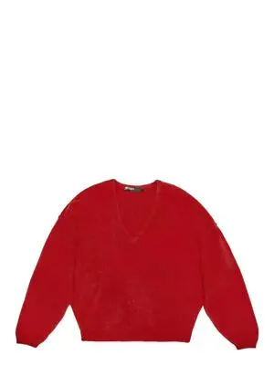 Bimba Y Lola Long Sleeve V-neck Top - Red