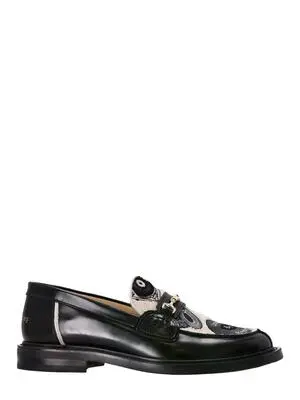 Filling Pieces Graphic Pattern Leather Loafers - Black