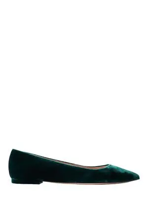 GIANVITO ROSSI Velvet Point-toe Flats - Green