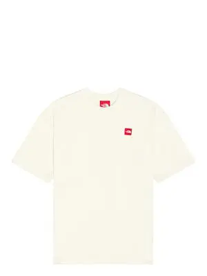 The North Face Red Box Tee In Green - White Dune