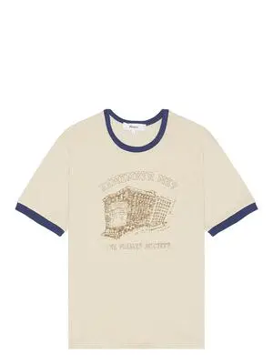 PALMES Remember Ringer T-shirt In White - Broken White