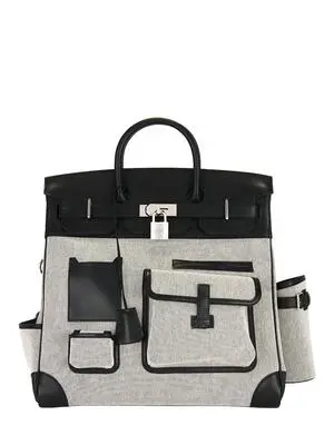 Hermès Evercalf Toile Cargo Haut A Courroies Birkin 40 Handbag - Noir