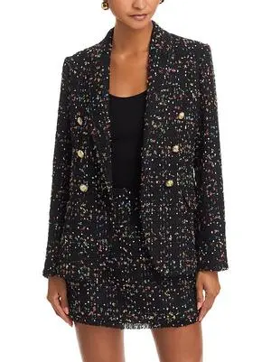 Aqua Tweed Cutaway Blazer - Black Multi