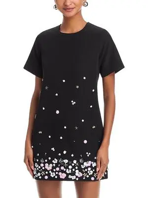 Aqua Embellished Shift Dress - Black