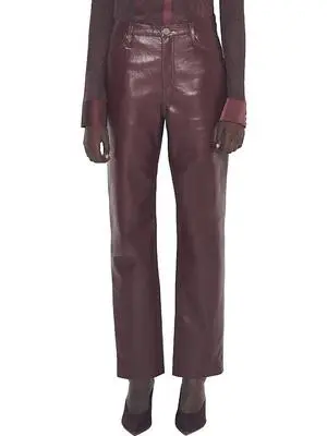 AS By DF Cindy Recycled Leather Slim Jeans - Port Wine
