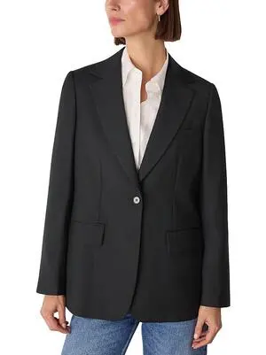 Whistles Single Breasted Wool Blend Blazer - Black