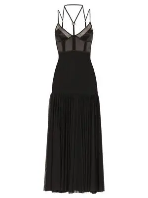 Dolce & Gabbana Tulle Midi Dress With Dg Logo - Black