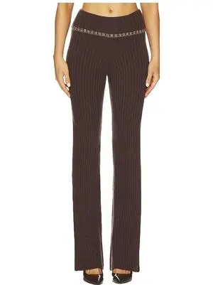 LOVERS AND FRIENDS Tila Rib Knit Pants - Brown & Tan