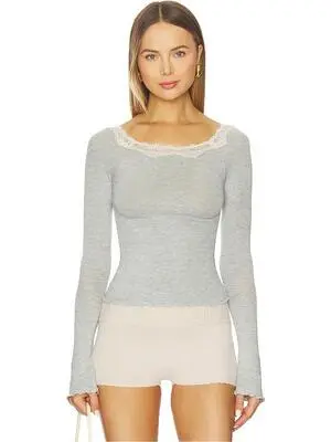 Free People Intimately Oh My Darling Long Sleeve - Heather Grey Combo