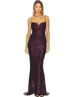 NOOKIE Serena Sequin Gown - Boysenberry