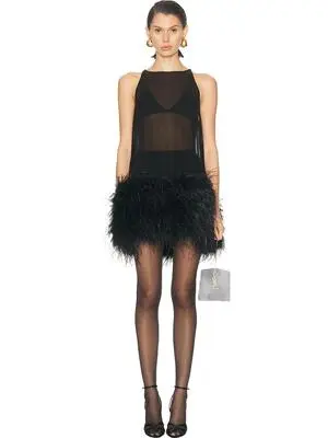 SANS FAFF Kendall Feather Mini Dress - Black