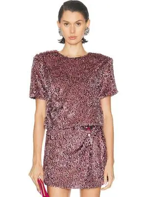 AREA Sequin T-shirt - Metallic Rose