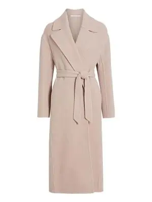 Another Tomorrow Belted Wool-felt Coat - Pastel Pink