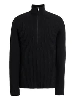 Paige Brian Ribbed Wool-blend Half-zip Sweater - Black