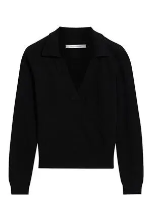 Another Tomorrow Cashmere And Wool-blend Polo Sweater - Black