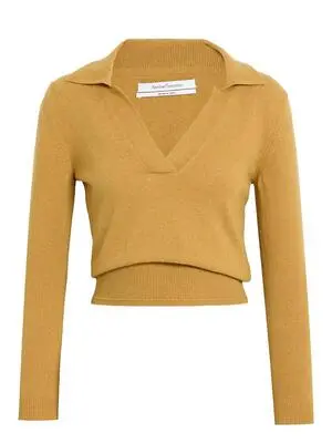 Another Tomorrow Cashmere And Wool-blend Polo Sweater - Mustard