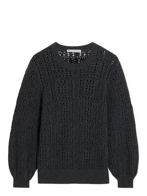 Autumn Cashmere Pointelle-knit Cotton Sweater - Charcoal