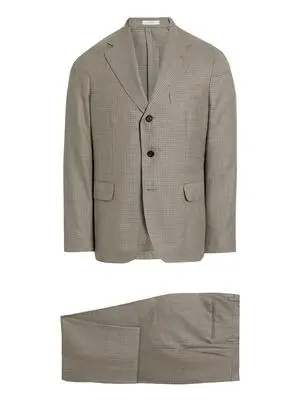 Boglioli Houndstooth Wool And Silkblend Suit - Mushroom