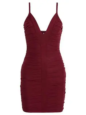 Herve Leger Andrea Ruched Mini Dress - Burgundy