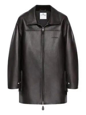 COURREGES Oversized Leather Jacket - Brown