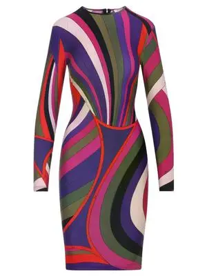 Emilio Pucci Long-sleeve Swirl-pattern Dress - Pink