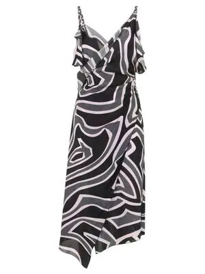 Emilio Pucci Swirl-print Ruffled Dress - Black