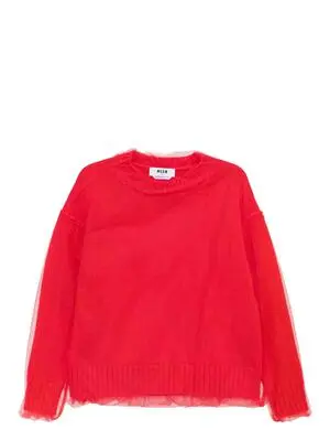 MSGM Tulle-overlay Jumper - Red
