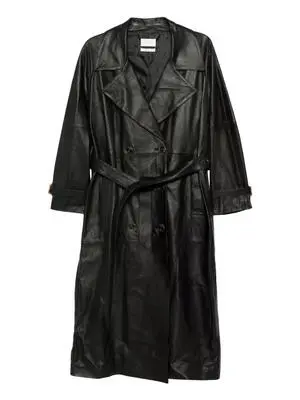 VICOLO Double-breasted Belted Coat - Black