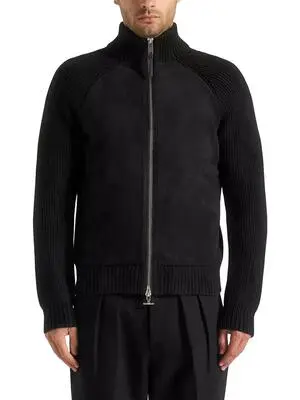 Manière De Voir Panelled Faux-suede & Knit Jacket - Black