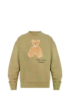 Palm Angels Teddy Appliqué Crew-neck Sweatshirt - Green