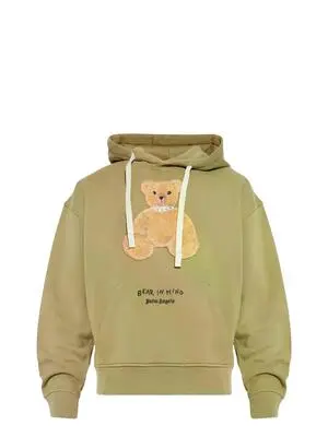 Palm Angels Teddy Appliqué Hoodie - Green
