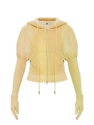 KNWLS Zip-fastening Velvet Hoodie - Yellow