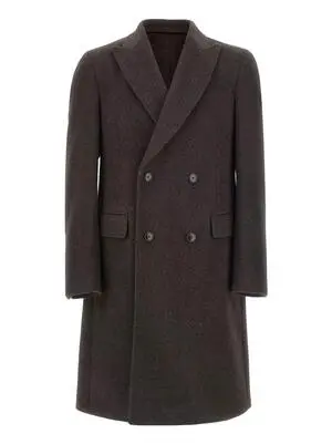 BOSS Peak Lapels Double-breasted Coat - Brown