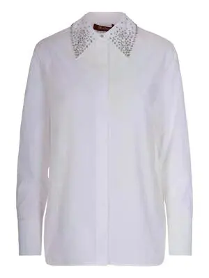 Max Mara Embellished-collar Cotton Shirt - White