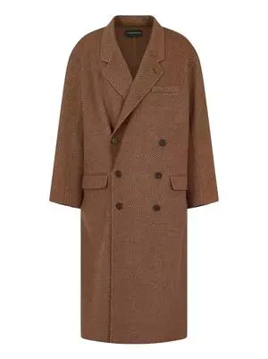 Emporio Armani Double-breasted Peak-lapel Coat - Brown