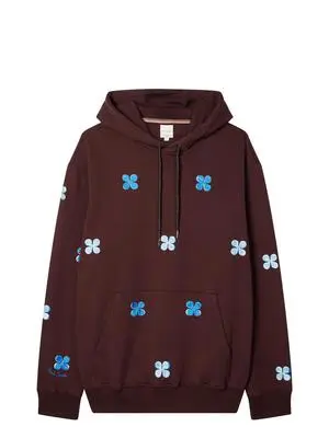Paul Smith Floral Embroidered Cotton Hoodie - Red