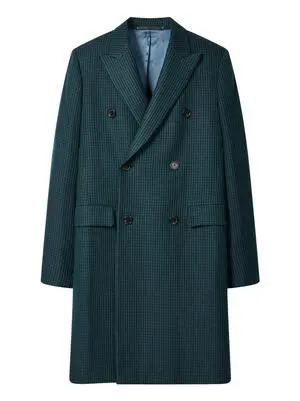 Paul Smith Houndstooth Wool-blend Overcoat - Blue