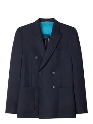 Paul Smith Tailored-fit Navy 'suit To Travel In' Double-breasted Blazer - Blue
