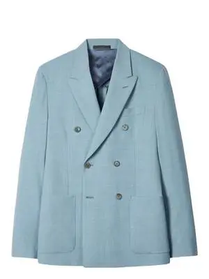 Paul Smith Tailored-fit Light Overdyed Marl Wool Double-breasted Blazer - Blue