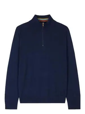 Paul Smith Merino Wool Half-zip Sweater - Blue