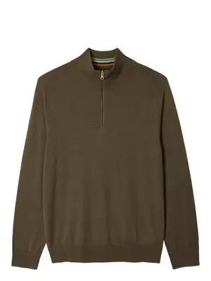 Paul Smith Merino Wool Half-zip Pullover - Brown