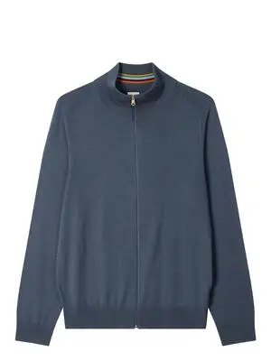 Paul Smith Merino Wool Full-zip Cardigan - Blue