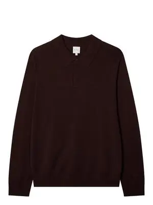 Paul Smith Burgundy Merino Wool Knitted Long-sleeve Polo Shirt - Red