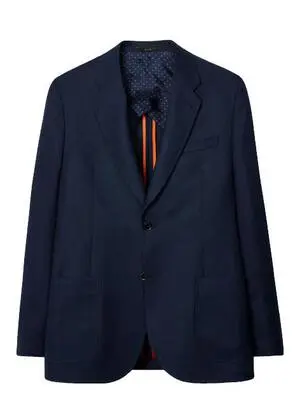 Paul Smith Tailored-fit Navy Wool Hopsack Buggy-lined Blazer - Blue