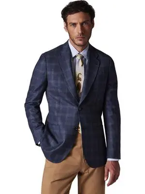 Paul Smith Wool-cashmere Check Buggy-lined Blazer - Blue