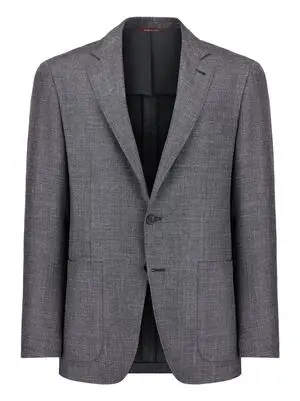 Canali Kei Jacket Wool, Silk, And Linen Blend - Grey