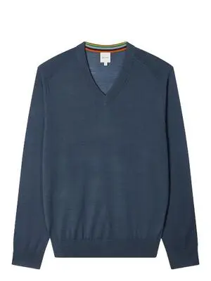 Paul Smith Merino Wool V-neck Sweater - Blue